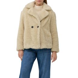 s.Oliver Damen Pl&uuml;schjacke, beige, Gr. 46, unifarben, Pl&uuml;sch, Obermaterial: 100% Polyester. Futter: 100% Polyester, Jacken, mit Reverskragen