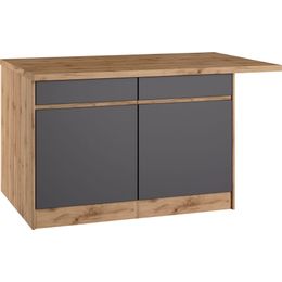 K&uuml;cheninsel KOCHSTATION, B:153cm H:86cm T:100cm, grau, Komplettk&uuml;chen-Sets, "KS-Riesa", Breite 153 cm, Tiefe 100 cm, MDF-Fronten