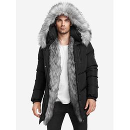 Trueprodigy Herren Winterjacke "Zayn Stylische Kapuze mit Fellimitat", schwarz, Gr. L, Obermaterial: 100% Polyester PES., Jacken