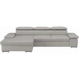 Sit & More Ecksofa SIT & MORE, B:286cm H:73cm T:174cm, grau, NaturLEDER, Wohnzimmer, Sofas, "Valantine L-Form, B: 286 cm", mit Arm- & Kopfteilverstellung,