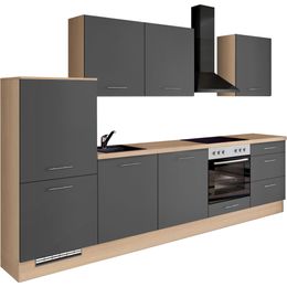 K&uuml;chenzeile IMPULS K&Uuml;CHEN, B:300,2cm H:220,6cm T:60cm, grau, Komplettk&uuml;chen-Sets, ""Kopenhagen", Ausrichtung w&auml;hlbar, Schubk&auml;sten mit Soft-Close",