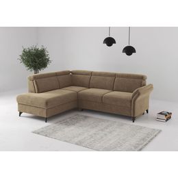 Sit & More Ecksofa SIT & MORE, B:247cm H:84cm T:193cm, braun, 100% Polyester, Wohnzimmer, Sofas, "Glendale, L-Form", inkl. Kopfteilverstellung, wahlweise mit