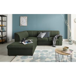 Ecksofa DOMO collection, B:237cm H:78cm T:200cm, gr&uuml;n, Wohnzimmer, Sofas, "Topper zeitlos elegant, kompakte Stellma&szlig;eL-Form", mit Ottomane, wahlweise