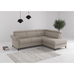 Sit & More Ecksofa SIT & MORE, B:247cm H:84cm T:193cm, beige, 95% Polyester, 5% Polyamid, Wohnzimmer, Sofas, "Glendale, L-Form", inkl. Kopfteilverstellung,