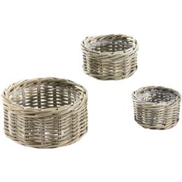 &Uuml;bertopf Locker, B:25cm H:13cm &Oslash;:25cm, grau, Rattan, Pflanzgef&auml;&szlig;e