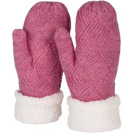 styleBREAKER Damen F&auml;ustlinge "Strickhandschuhe F&auml;ustlinge mit Rauten Muster und Fleece", pink, Modisch, Obermaterial: 100% Polyacryl PAN., Handschuhe