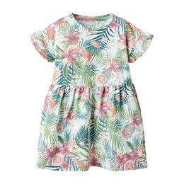 name it M&auml;dchen Minikleid "NMFJUNNI SS DRESS BOX PB", bunt, Gr. 128, Jersey, Obermaterial: 95% Baumwolle, 5% Elasthan, Kleider