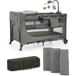 Kinderkraft Baby Baby-Reisebett "JOY 2 mit Zubeh&ouml;r", grau, Kunststoff, Polyester, Babybetten