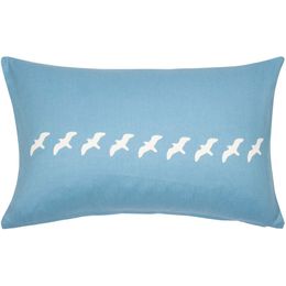Dekokissen Pad, B:60cm L:35cm, blau, Baumwolle, Dekokissen_Sitzkissen_Kissenh&uuml;llen, "SEAGULL", Made in Europe, Kissenh&uuml;lle ohne F&uuml;llung, Motiv M&ouml;we,