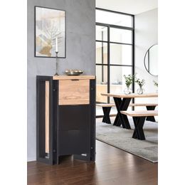 Kommode GUTMANN FACTORY, B:58cm H:98cm T:35cm, schwarz, Massivholz, Wohnzimmer, Sideboards, "Massivholzkommode aus Akazie, massiv natur, H&ouml;he 98 cm",
