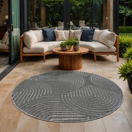 Teppich Sanat, H:6mm &Oslash;:200cm, grau, Kunstfaser, Wohnzimmer, Teppiche, "Berlin 1, auch als L&auml;ufer und in Rund", In -und Outdoor geeignet,