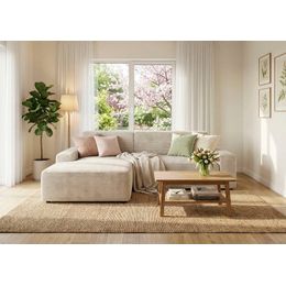 Ecksofa Trendmanufaktur, B:246cm H:73cm T:162cm, beige, 92%Polyester, 8%Polyamide, Wohnzimmer, Sofas, "Wien, wahlweise mit Sitzvorschub und