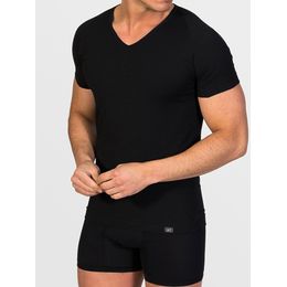 zd ZERO DEFECTS Undershirt 'V-Neck T-Shirt Egiptian Cotton' male size S/M Black