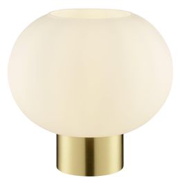 Brilliant Tischleuchte "Fanny", 1, &Oslash; 22cm H: 21cm, 1 Stk., gold, Wohnzimmer, Leuchten, &Oslash;22 cm, H&ouml;he 21 cm, E27 Fassung, Glas/Metall, wei&szlig;/messing