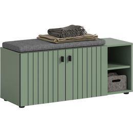 Sitzbank Home Affaire, B:106cm H:44cm T:37cm, gr&uuml;n, FSC-zertifizierter Holzwerkstoff, Flur, Sitzb&auml;nke, "TATIO, 106x43x37 cm, 2 T&uuml;ren, 2 offene