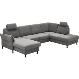 Wohnlandschaft DIE PLANBAR, B:305cm H:90cm T:200cm, grau, 100% Polyester, Sofas, "ZE-EM18013 U-Form, Breite 305 cm", wahlweise mit Kopfst&uuml;tzen und