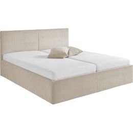 Polsterbett, B:208cm L:210cm, beige, Westfalia Schlafkomfort, Bezug. Hochwertiger Breitcord, 100% Polyester pflegeleicht, Polsterung: Polsterwatte,