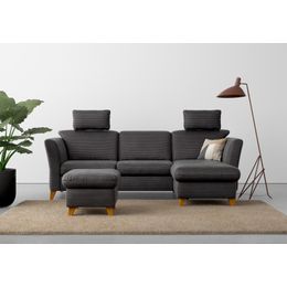 Ecksofa Home Affaire, B:249cm H:86cm T:162cm, grau, 100% Polyester, Wohnzimmer, Sofas, "Trelleborg L-Form", optional Schlaffunktion und Bettkasten,