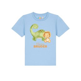 Watabout.kids T-Shirt 'Dinosaurier 06 Kleiner Bruder' Jungen Gr&ouml;&szlig;e 98/104 hellblau / mischfarben