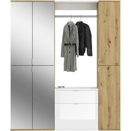 Garderoben-Set Home Affaire, B:152cm H:193cm T:34cm, braun, Holzwerkstoff, Flur, Kastenm&ouml;bel-Sets, "TRONDHEIM, 5-teilig, Breite 152cm, individuell