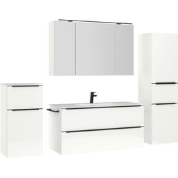 Badm&ouml;bel-Set Nobilia, B:230cm H:169cm T:48,7cm, wei&szlig;, Kastenm&ouml;bel-Sets, "Levere", inkl. Spiegelschrank mit Beleuchtung und Dimmerfunktion, in 4