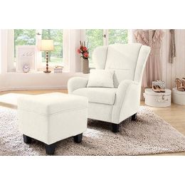 Ohrensessel Home Affaire, B:93cm H:102cm T:90cm, beige, Bezug aus 100% Polyester, Sessel, "Oliver, B: 92 cm, Sitzh&ouml;he: 41 cm", 1 Zierkissen