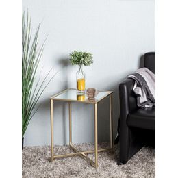 Beistelltisch HAKU, B:39cm H:53cm T:39cm, gold, Wohnzimmer, Tische, "Sofatisch, Wohnzimmertisch", quadratisch - aus Metall Gold B/T/H 39/39/53 cm