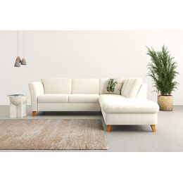 Ecksofa Home Affaire, B:252cm H:86cm T:213cm, beige, 100% Polyester, Wohnzimmer, Sofas, "Trelleborg L-Form", Federkern-Polsterung, wahlweise mit
