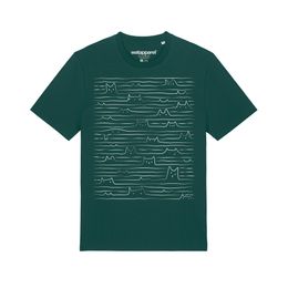 Watapparel Shirt 'Doodle Cats' Herren Gr&ouml;&szlig;e XL dunkelgr&uuml;n / wei&szlig;
