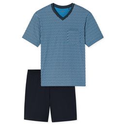 Schiesser Short Pajamas ' Comfort ' male size 4XL Dark blue / Red