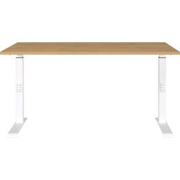 Schreibtisch Germania, B:140cm H:91cm T:80cm, braun, B&uuml;ro, Tische, "Downey", h&ouml;henverstellbar von 68-91 cm, verf&uuml;gbar in verschiedenen Breiten