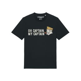 Watapparel T-Shirt 'Oh Captain My Captain' Herren Gr&ouml;&szlig;e S dunkelbeige / kastanienbraun / schwarz / wei&szlig;