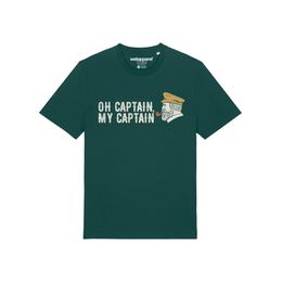 Watapparel T-Shirt 'Oh Captain My Captain' Herren Gr&ouml;&szlig;e S cognac / dunkelgr&uuml;n / wei&szlig;