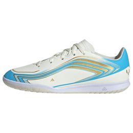 adidas Performance Fu&szlig;ballschuh 'F50 Messi Club' Jungen Gr&ouml;&szlig;e 34 hellbeige / himmelblau / gold