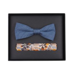 Venti Herren Fliege "Venti Set aus Fliege und Einstecktuch gemustert", blau, 52% Polyester, 47% Baumwolle, 1% Elasthan, Fliegen