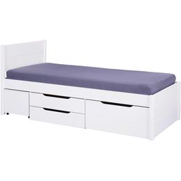 Stauraumbett Inter Link, B:96cm H:90cm L:209cm, wei&szlig;, Kinderzimmer, Betten, "Efetivo, inkl. Nachtkommode, Einzelbett, Doppelbett, Massivholz", Bett