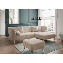 Ecksofa Home Affaire, B:264cm H:80cm T:160cm, beige, 100% Polyester, Wohnzimmer, Sofas, "Lazio modern und bequem, schmale Armlehnen, tolle