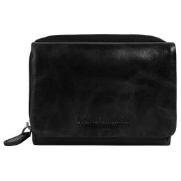 Bruno Banani Damen Geldb&ouml;rse, schwarz, Leder, leicht gl&auml;nzend, unifarben, Kleinlederwaren, echt Leder