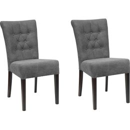 Esszimmerstuhl Home Affaire, B:46cm H:93cm T:64cm, blau, Polyester, St&uuml;hle, "Queen", Polsterstuhl mit Knopfheftung, 2er, 4er oder 6er Set