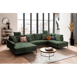 Wohnlandschaft TRENDS BY HG, B:360cm H:86cm T:195,5cm, gr&uuml;n, Sofas, "Summer", U-Form, B: 360cm in Cord & Struktur