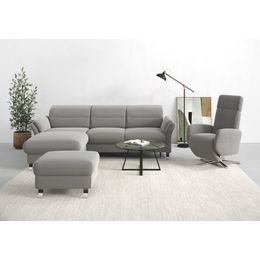 Sit & More Ecksofa SIT & MORE, B:251cm H:85cm T:161cm, grau, Wohnzimmer, Sofas, "Grenoble L-Form mit Federkern", wahlweise mit Schlaffunktion, Bettkasten, Arm-