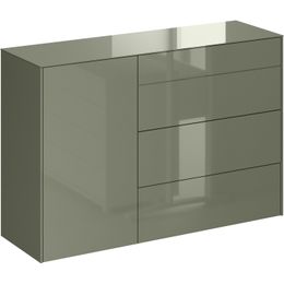 M&auml;usbacher Kommode M&Auml;USBACHER, B:131cm H:89cm T:42cm, grau, Schlafzimmer, Sideboards, Kommode BHT 131/89/42 cm, Push to open, Front+Oberplatte=Glas