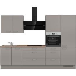 K&uuml;chenzeile Nobilia, B:300,3cm H:216,6cm T:60cm, grau, Komplettk&uuml;chen-Sets, ""Laser II", NEU: individuell anpassbar mit gratis Profi-Beratung",