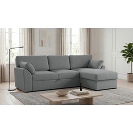 Ecksofa OTTO HOME, B:246cm H:88cm T:156cm, grau, 100% polyester, Wohnzimmer, Sofas, "Citry", Breite 246 cm, Chenille, Bettfunktion, Bettkasten, L-Form