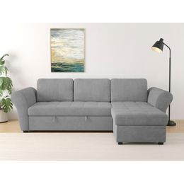 Ecksofa TRENDS BY HG, B:259cm H:85cm T:155cm, grau, 90% Polyester;10% Nylon, Wohnzimmer, Sofas, "Lasse L-Form, B: 259 cm", mit Schlaffunktion &