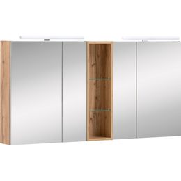 Spiegelschrank Schildmeyer, B:141,6cm H:76,7cm T:16cm, braun, FSC-zertifizierter Holzwerkstoff, Badezimmer, Schr&auml;nke, "Duo, Doppelter Spiegelschrank,