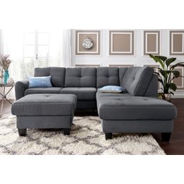 Sit & More Ecksofa SIT & MORE, B:240cm H:91cm T:214cm, grau, Luxus-Microfaser (100% Polyester)IStruktur fein (100% Polyester)IFlachgewebe (95% Polyester, 5%