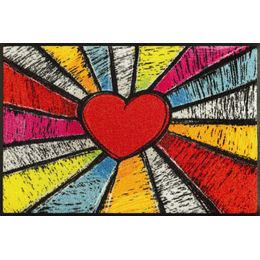 Fu&szlig;matte, B:50cm H:7mm L:75cm, bunt, wash+dry by Kleen-Tex, Obermaterial: 100% Polyamid, Teppiche, "Pop Art Heart"