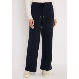 Cecil Damen Culotte, blau, Gr. XL, unifarben, Web, 77% Baumwolle, 20% Polyester, 3% Elasthan, Hosen, High Waist
