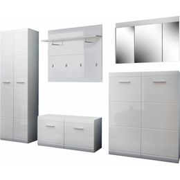 Garderoben-Set Germania, wei&szlig;, Flur, Kastenm&ouml;bel-Sets, "Adana", Farbe wei&szlig; mit Hochglanz Fronten